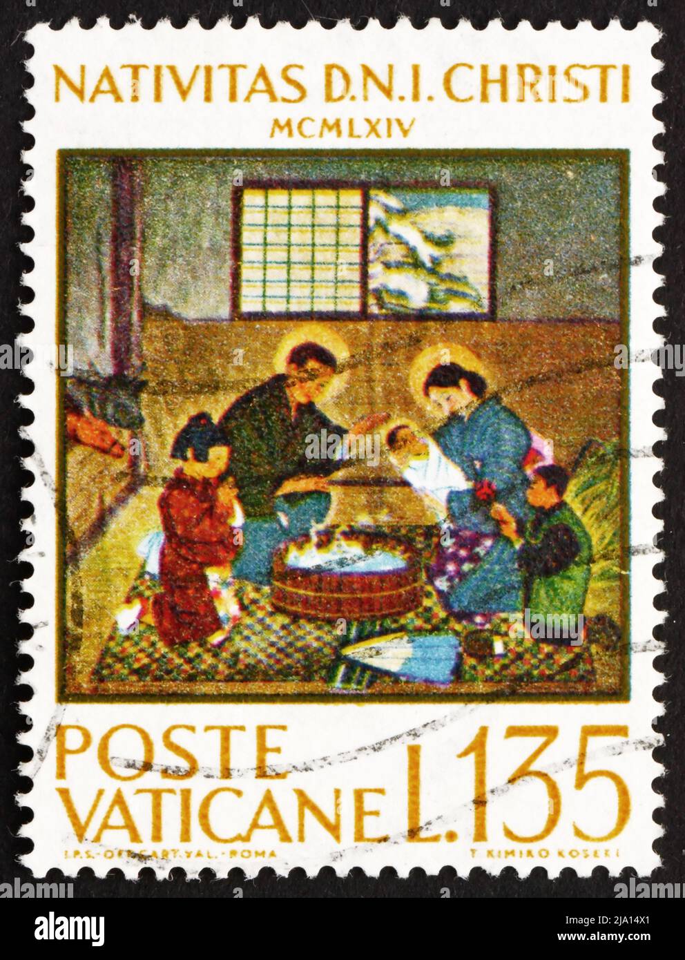VATICAN - CIRCA 1964: a stamp printed in the Vatican shows Japanese ...