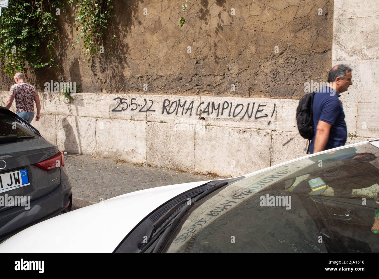 Rome, Italy. 26th May, 2022. Dedication to AS Roma's victory in ...