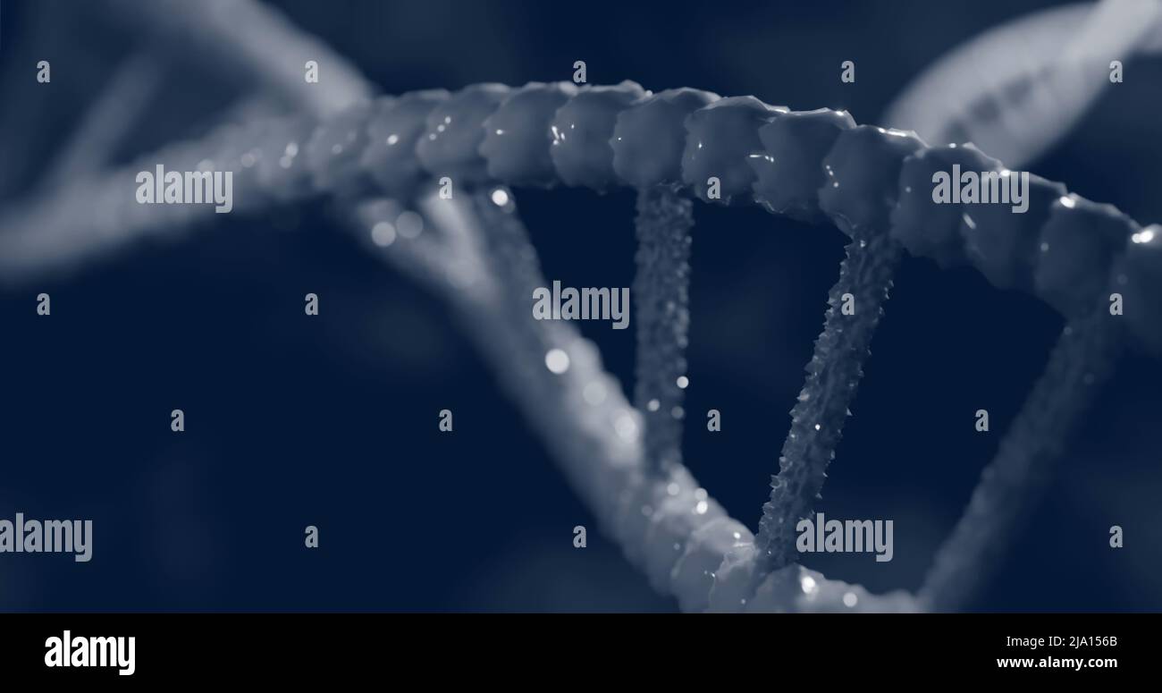 Image of macro of blue 3d dna strand spinning Stock Photo - Alamy