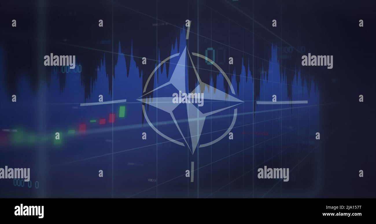 Image of data processing over flag of nato Stock Photo - Alamy