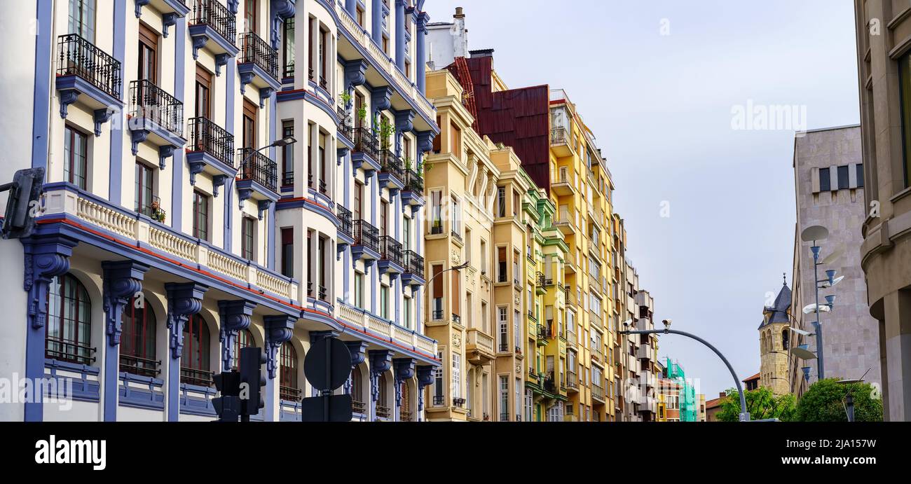 Picturesque buildings in the streets of Leon in Spain Stock Photo - Alamy