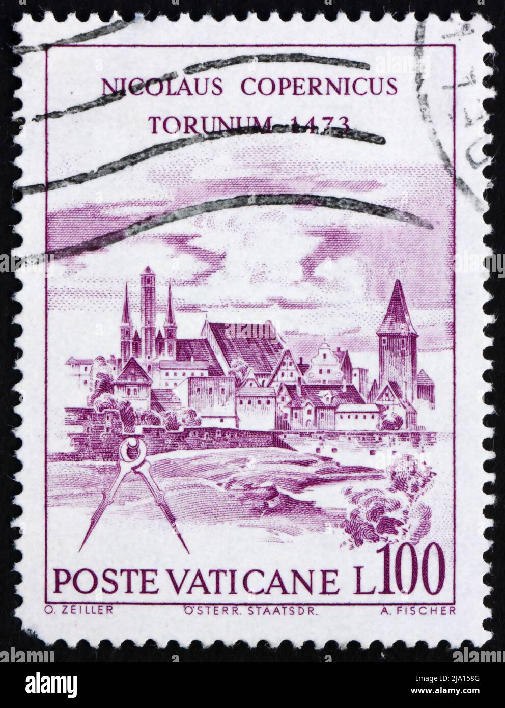 VATICAN - CIRCA 1973: a stamp printed in the Vatican shows View of ...