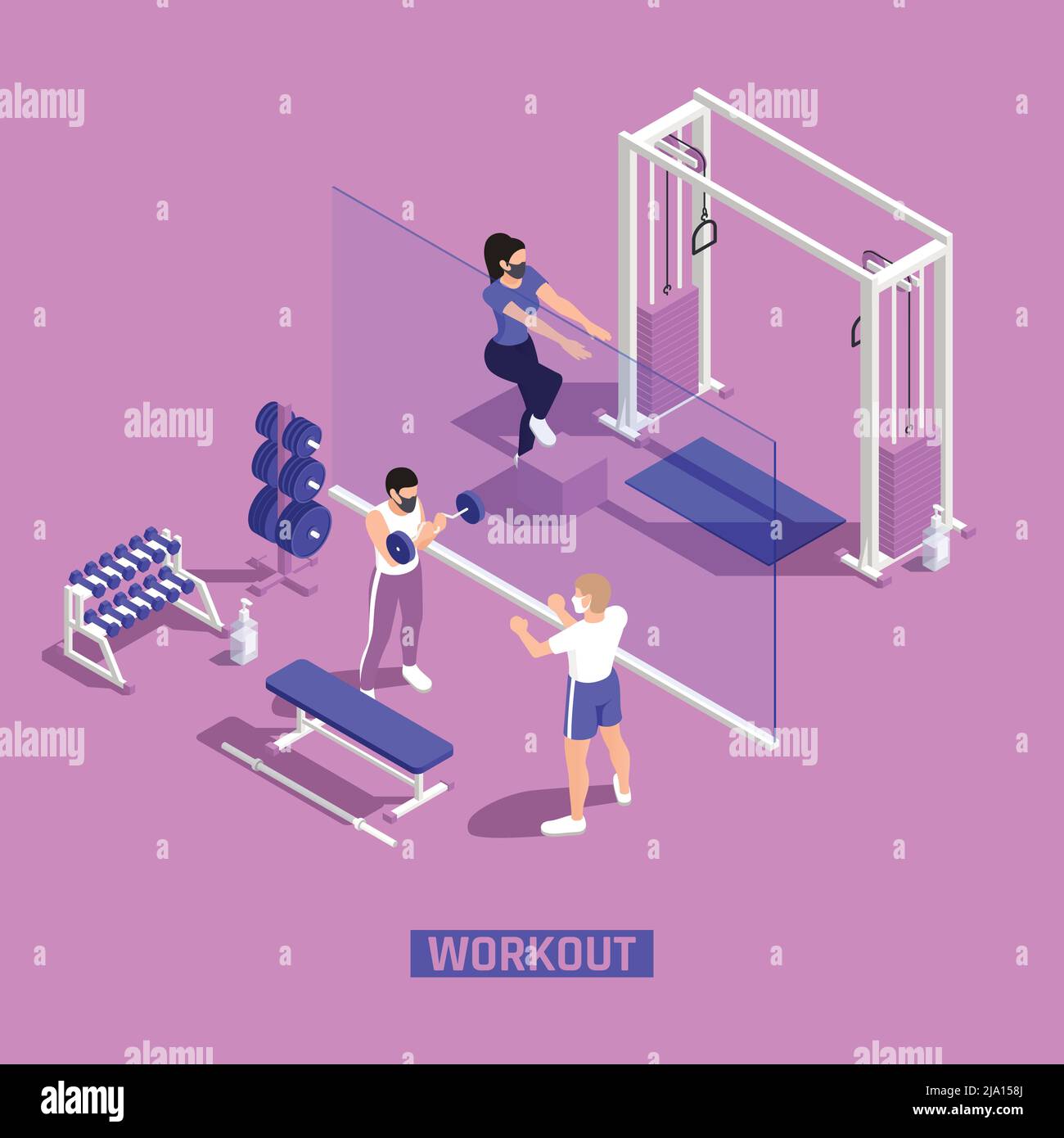 Gym fitness workout centra corona pandemic precautions clear plastic ...
