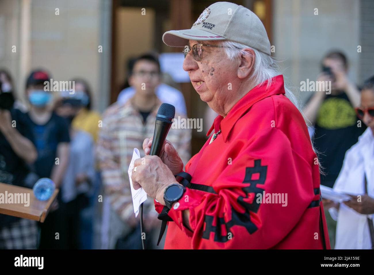 Kenneth Deer from the Mohawk nation spoke to the crowd during the Bill ...