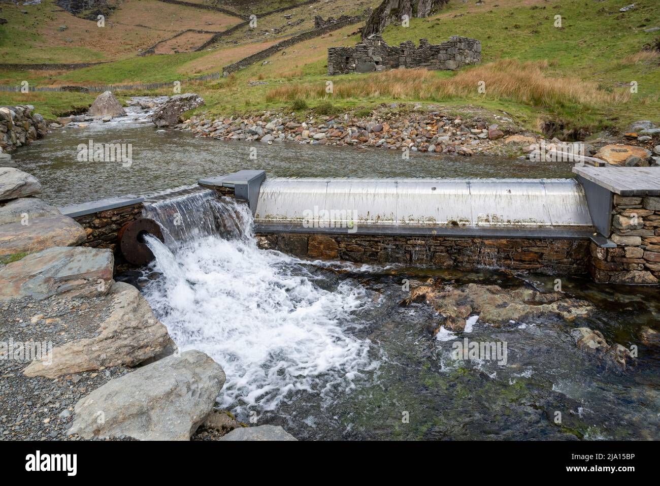 Hydro electric scheme on the Afon Cwm Llan beside the Watkin path up to ...