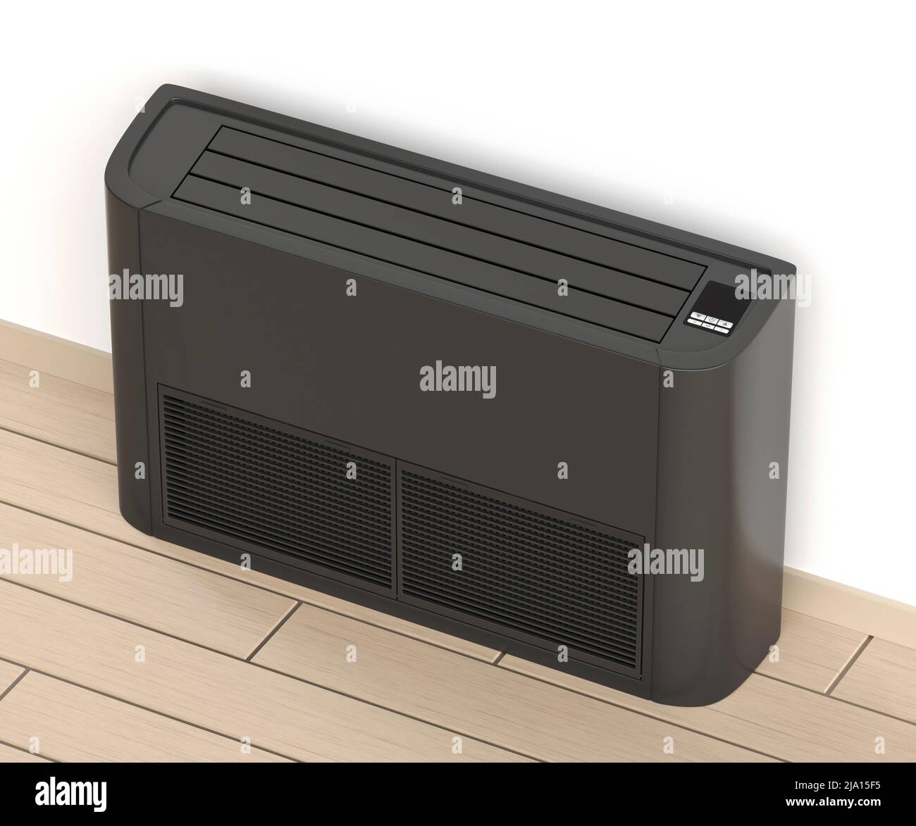 Black floor mounted air conditioner in the room Stock Photo - Alamy