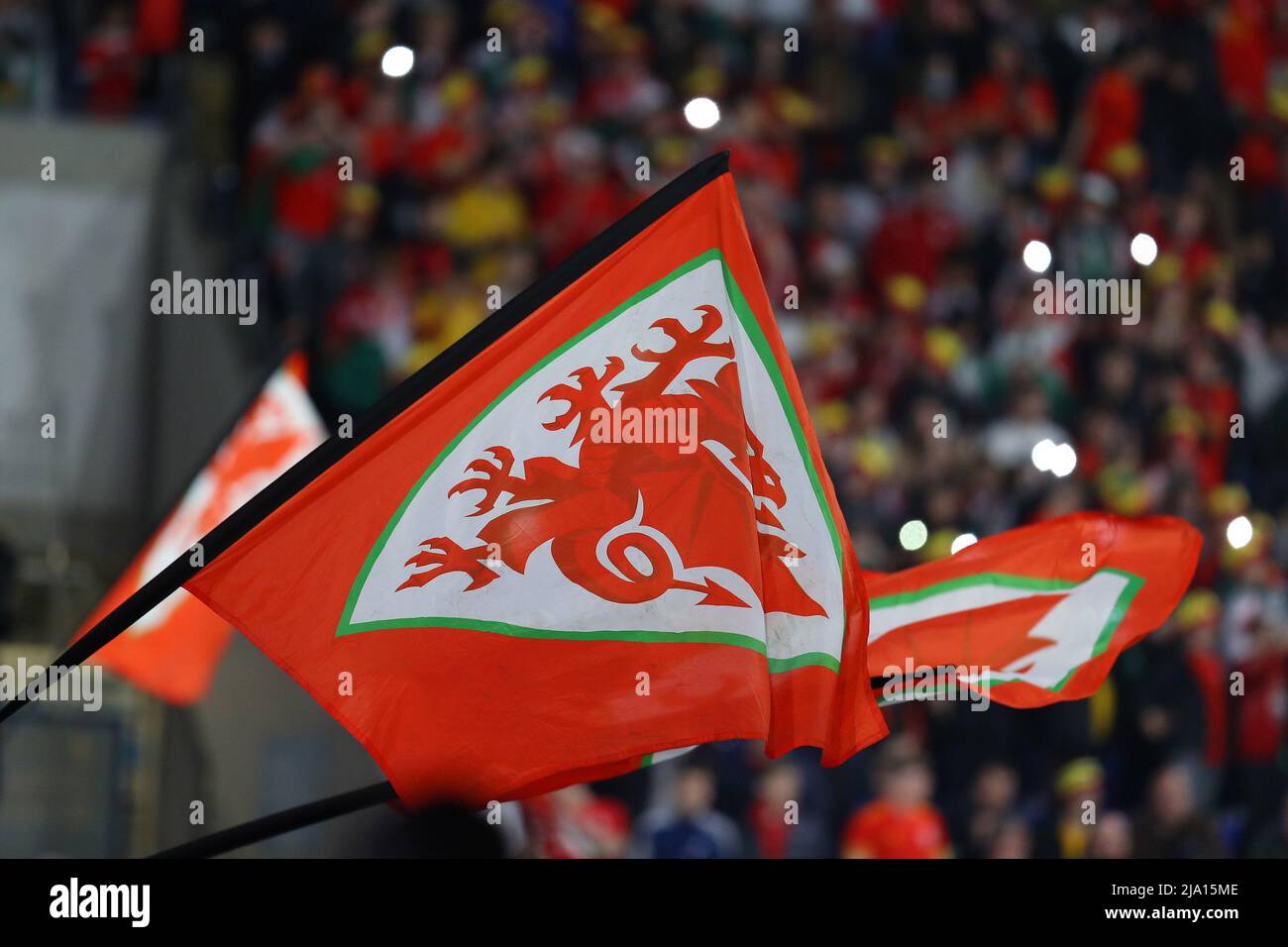 Wales flags. FIFA World Cup 2022 play off semi final, Wales v Austria ...