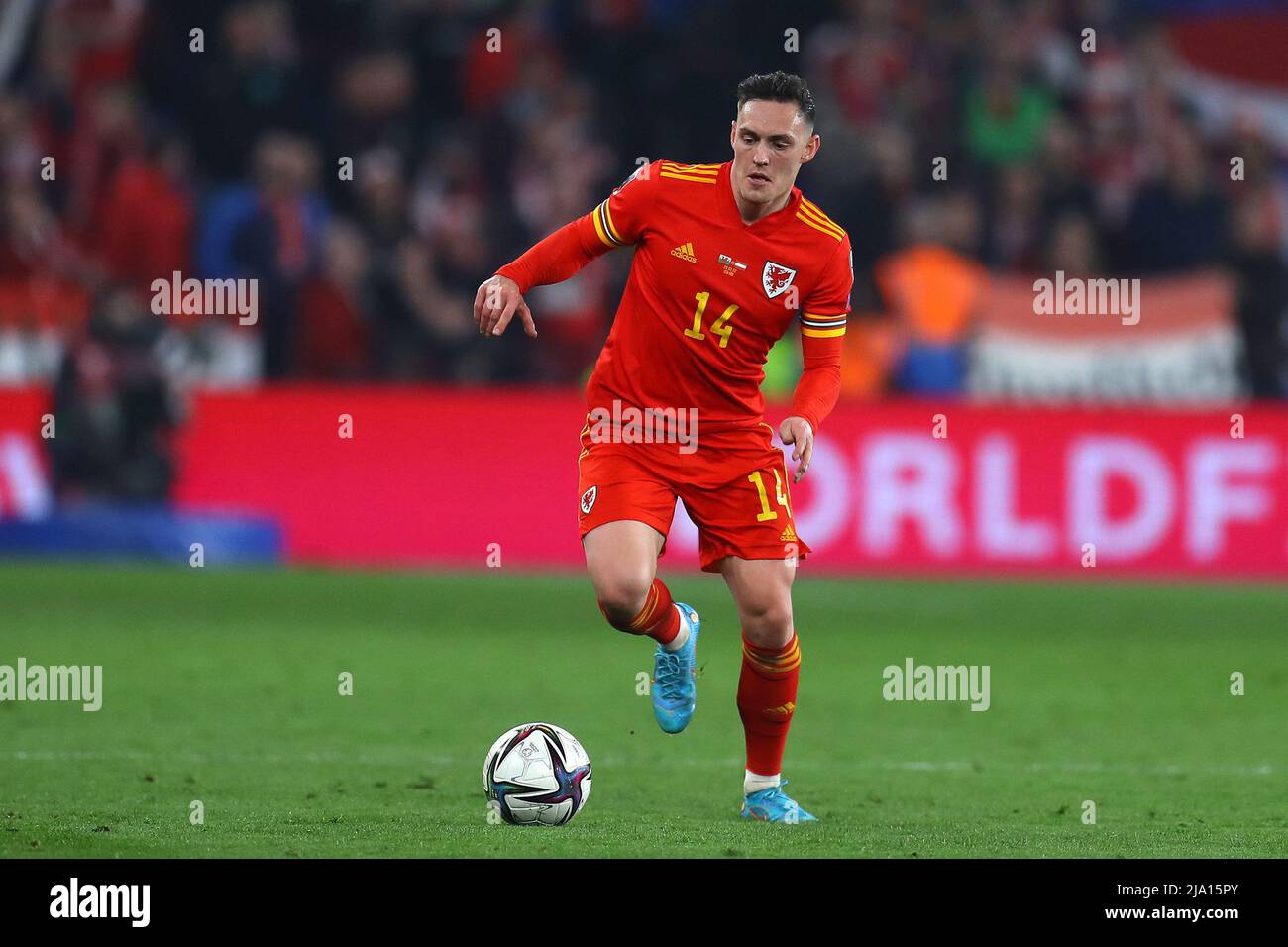 Connor Roberts of Wales in action. FIFA World Cup 2022 play off semi ...