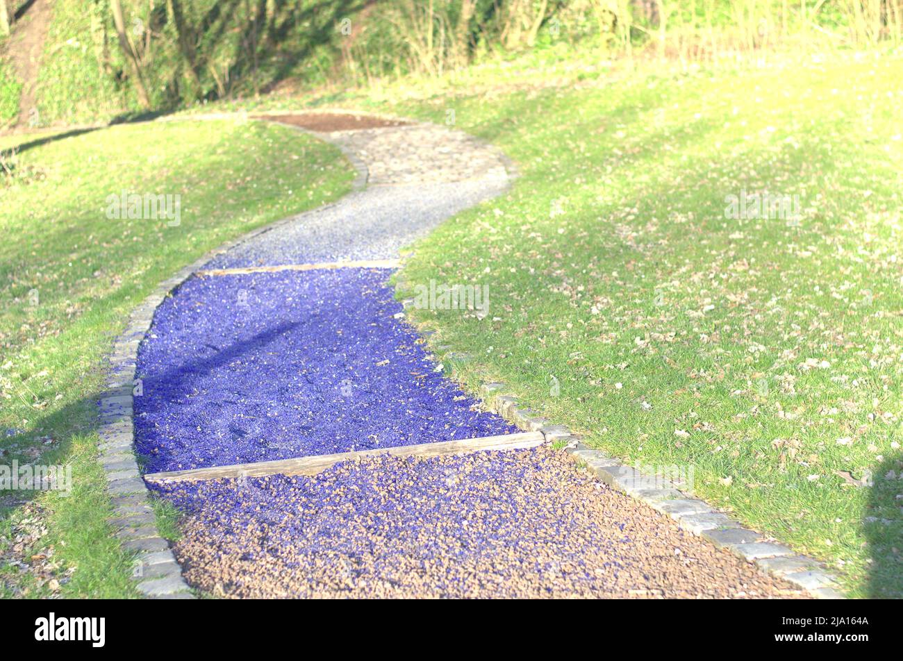 Stone path Blue Barefoot path Meadow Green Park Spa relaxation Stock ...