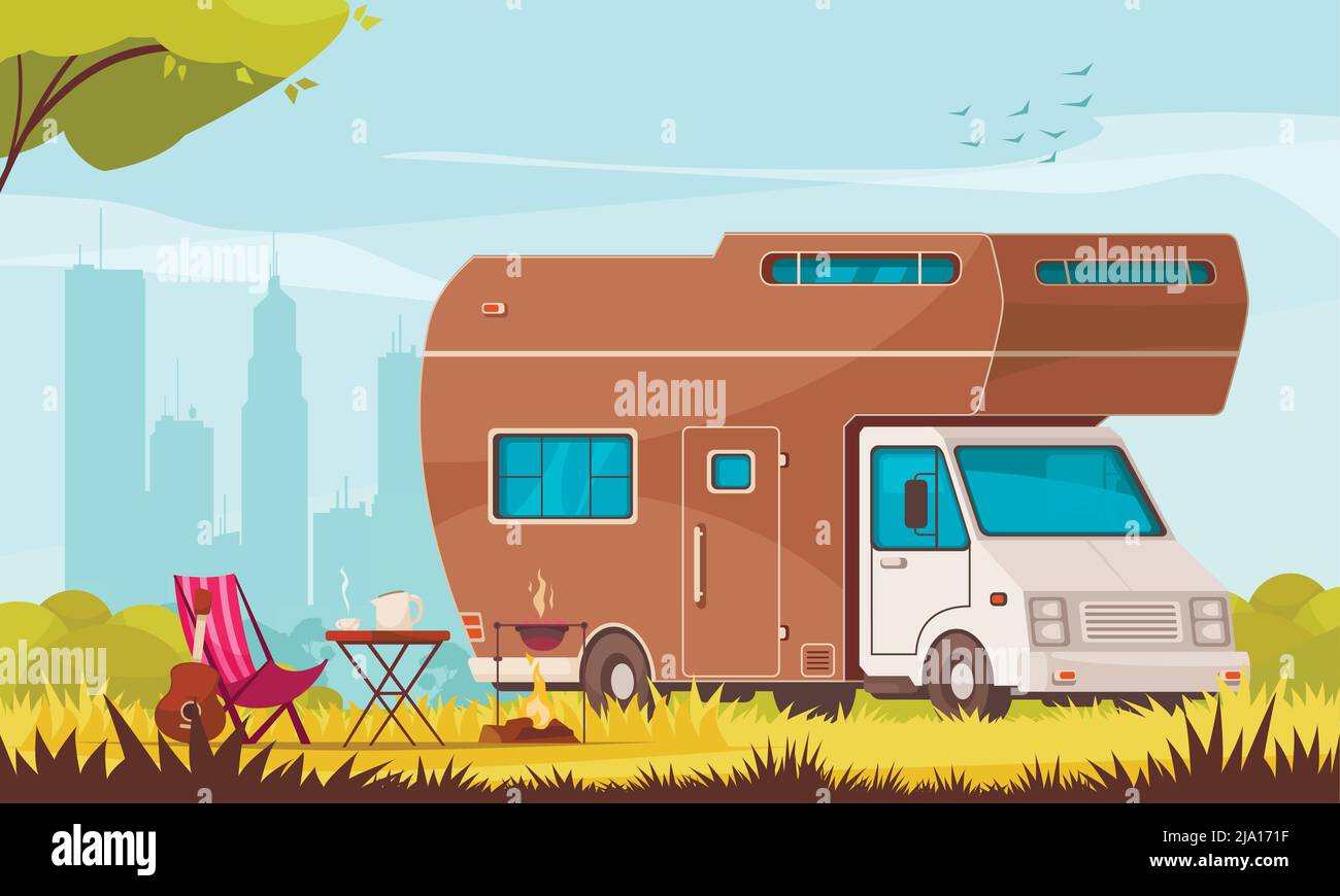 Camper van parking Stock Vector Images - Alamy