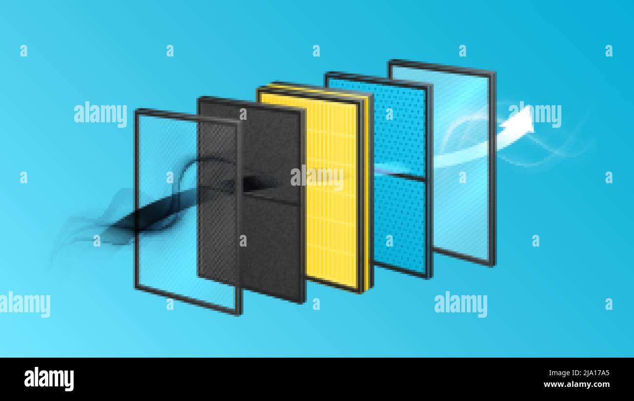 Layered materials realistic composition with view of layers row with ...