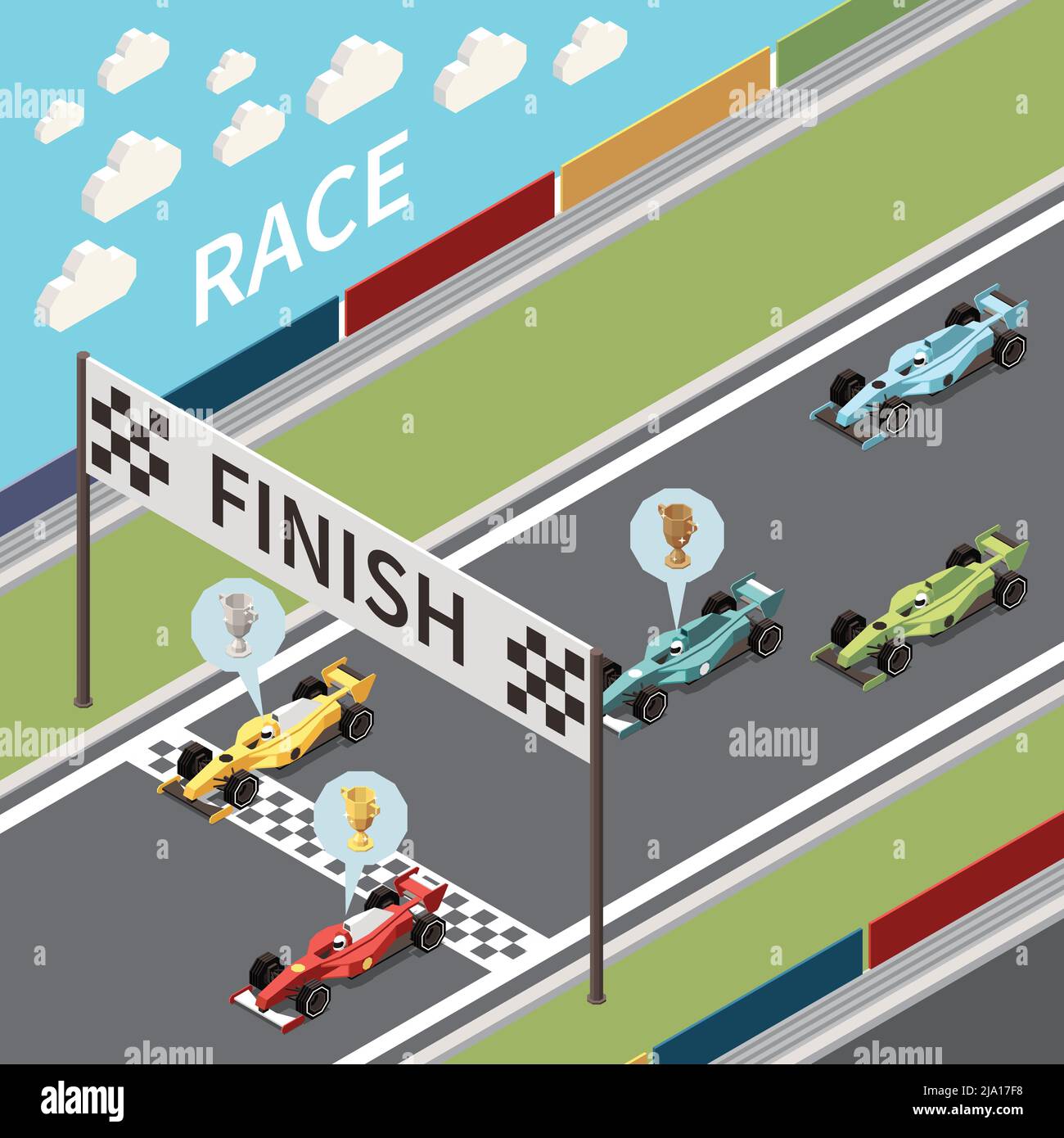 Formula racing cars crossing finish Stock Vector Images - Alamy