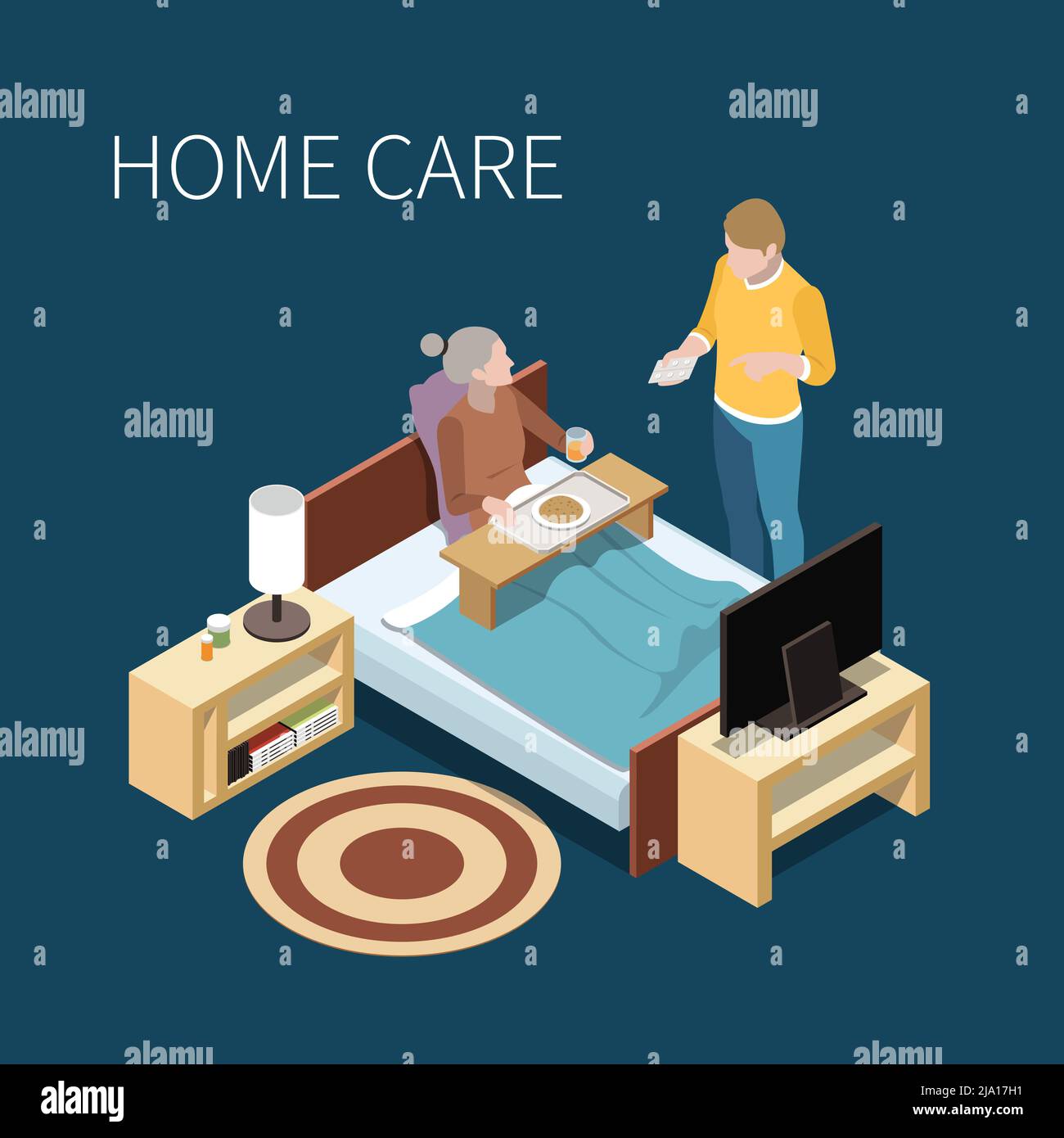 Elderly people professional social help service isometric composition ...