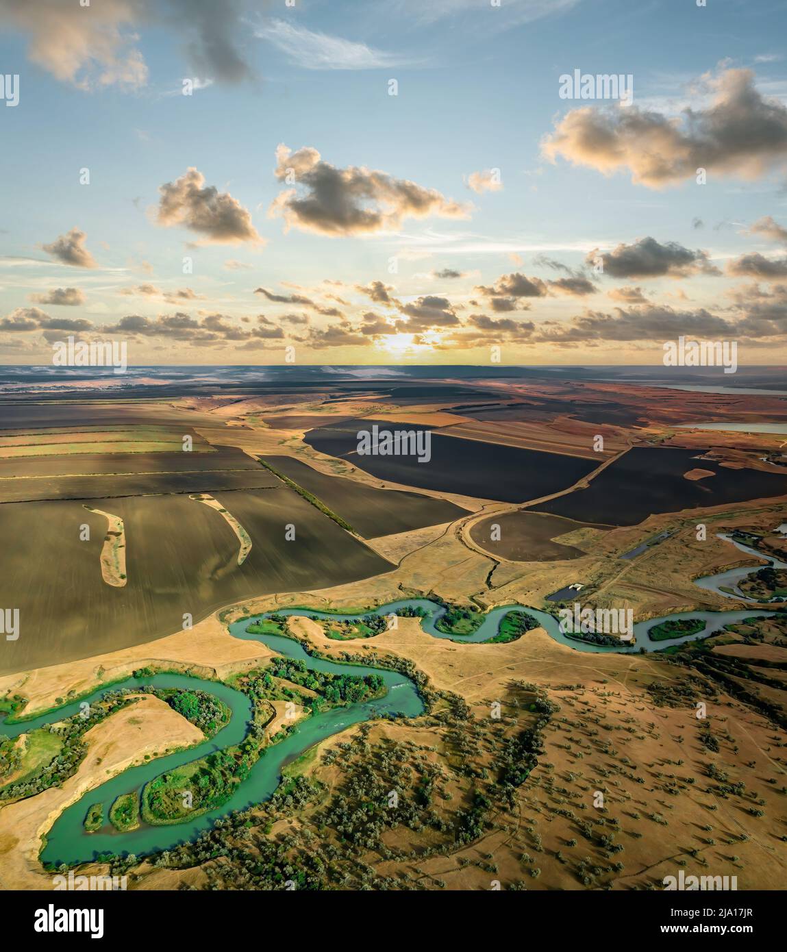 Aerial view to winding river hi-res stock photography and images - Alamy