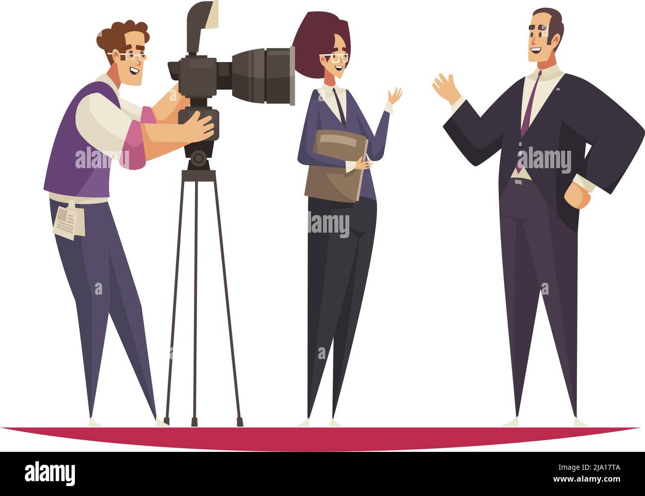 President composition with characters of president giving interview to ...