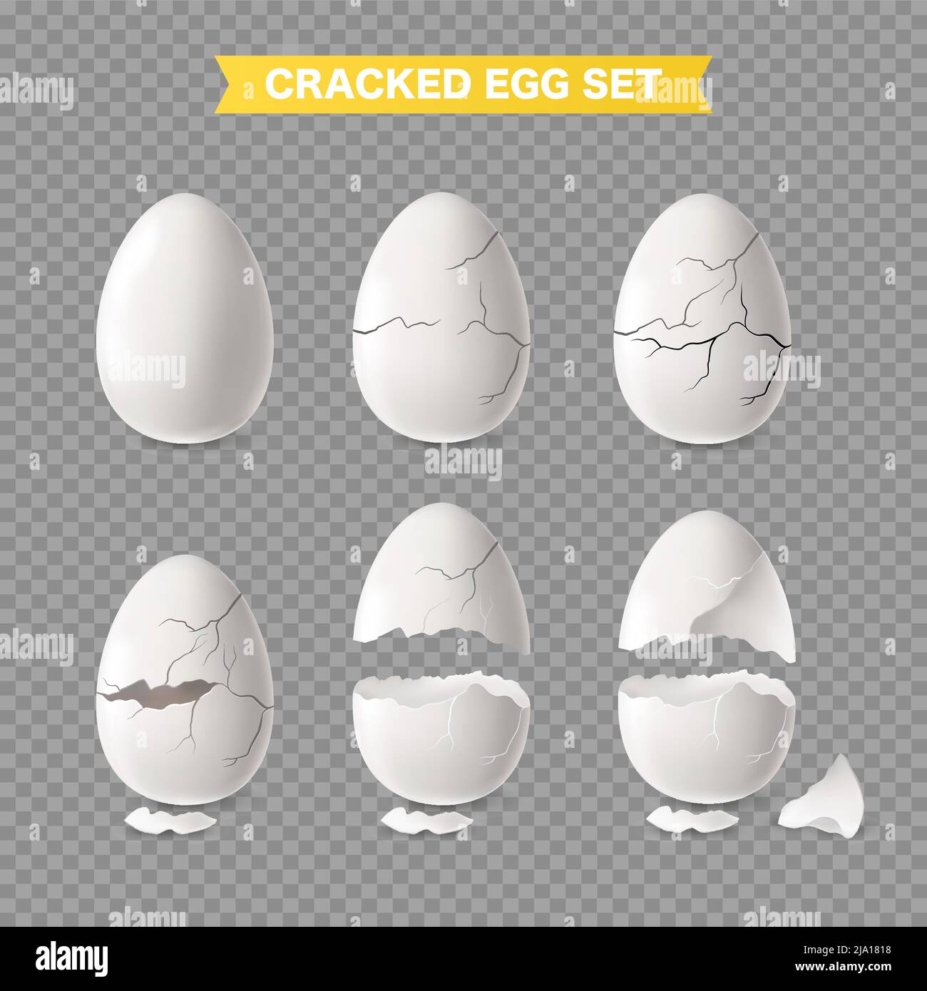 Realistic white cracked and open egg transparent set isolated vector ...