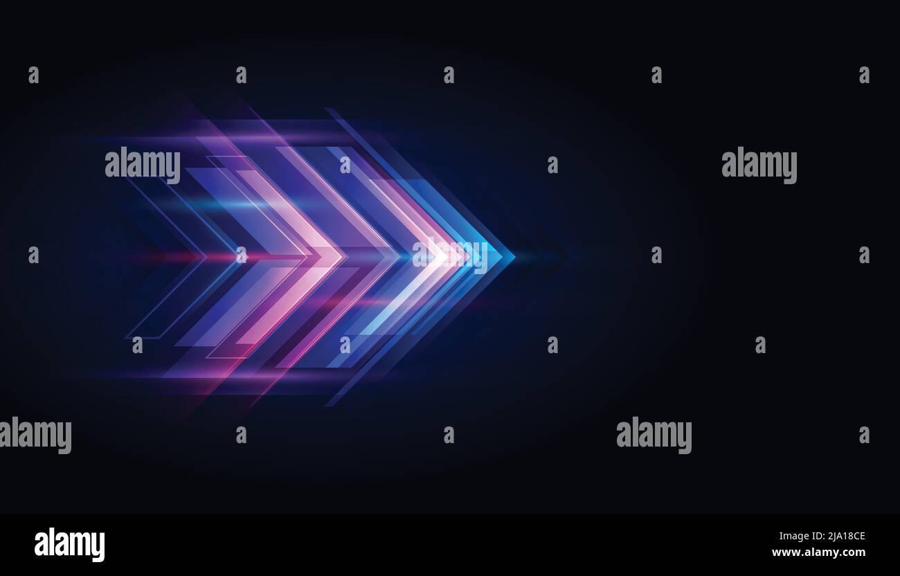 Modern abstract arrows. High-speed technology movement. Dynamic motion on blue background ...