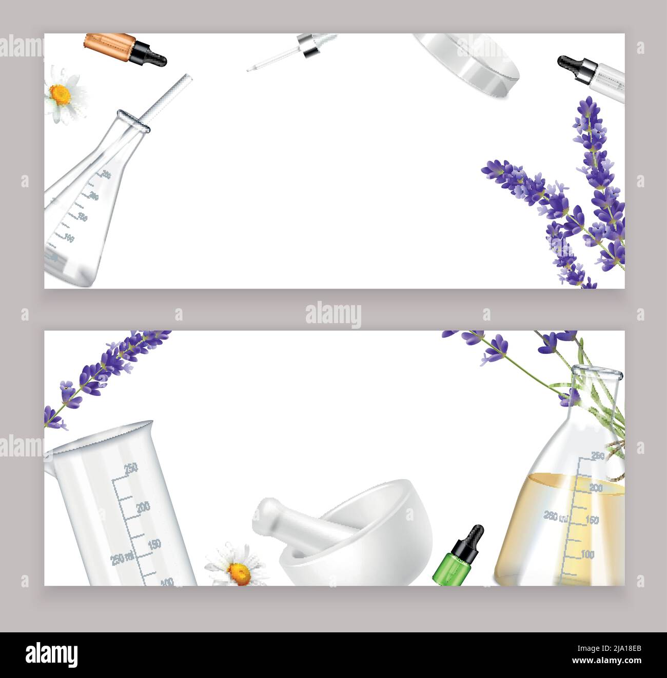 Realistic horizontal banners with tools and flowers for making ...