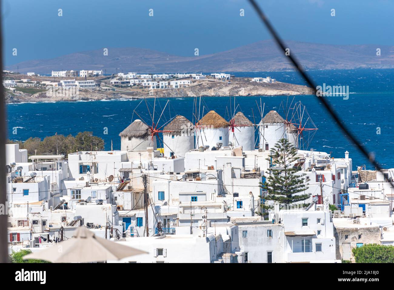 Mykonos island in Cyclades group in the Aegean Sea. summer party ...