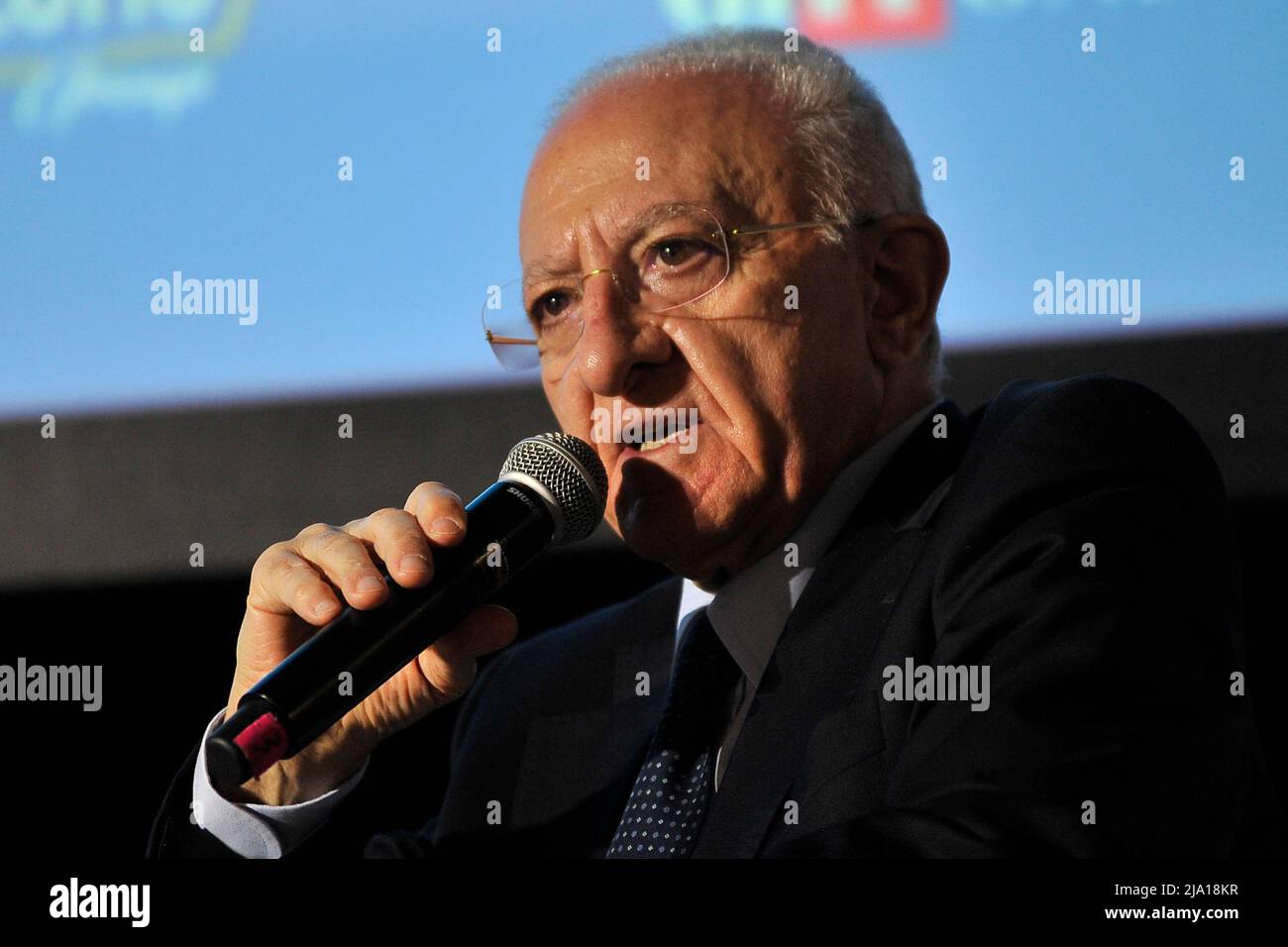 Vincenzo De Luca president of the Campania region, during the ...