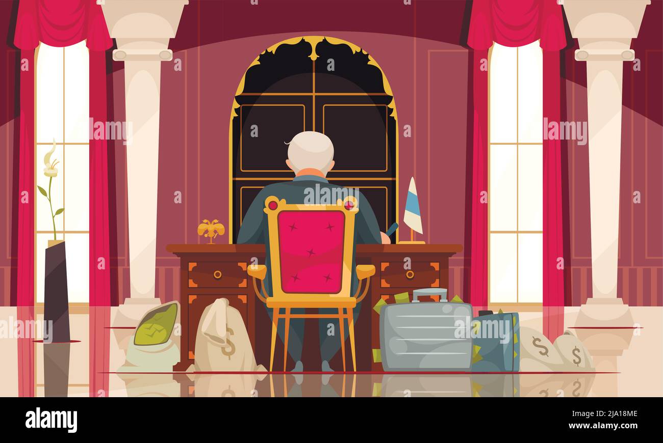 Political corruption flat cartoon composition with corrupt government ...