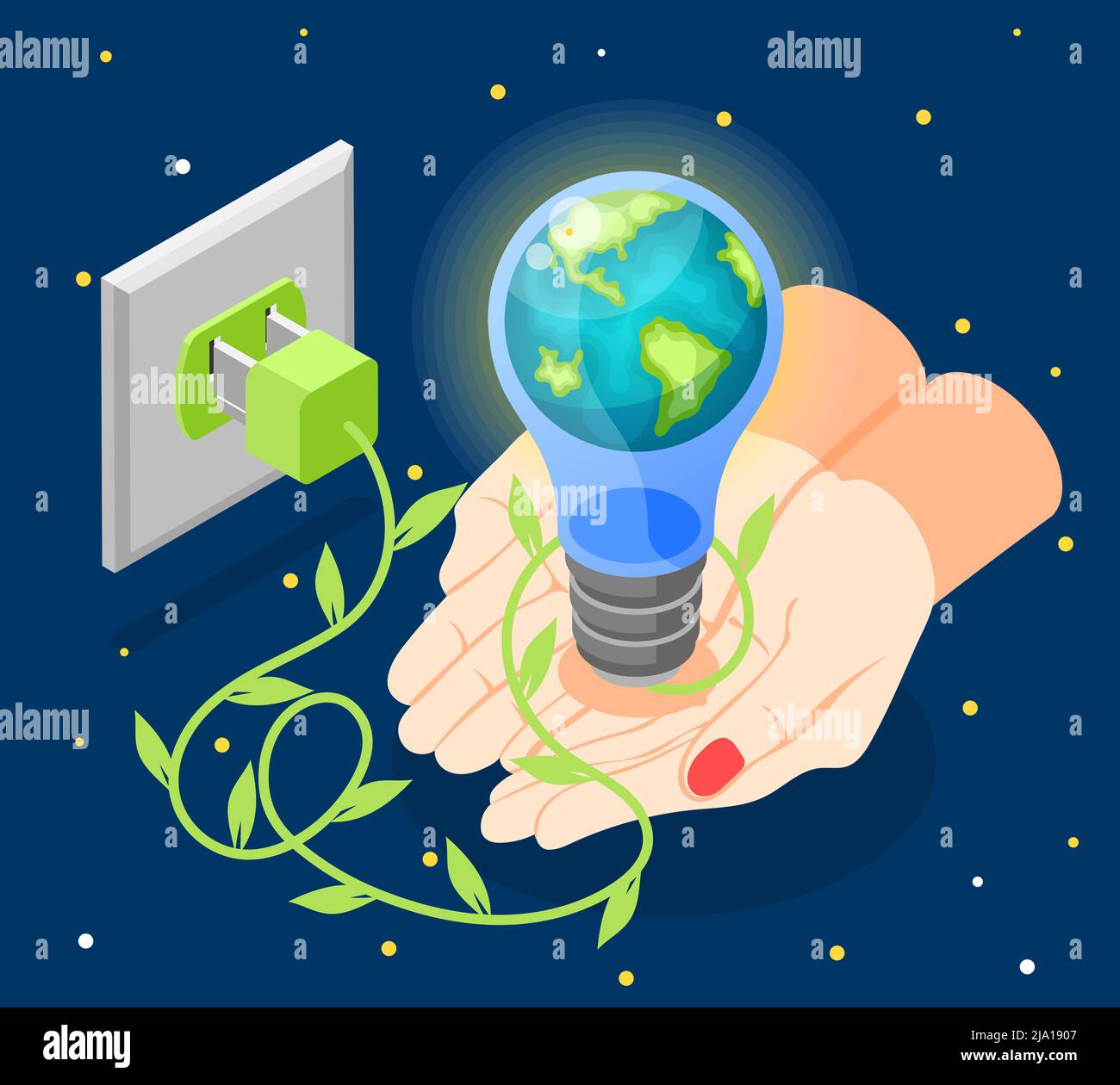 Isometric earth hour composition with human hands holding globe in ...