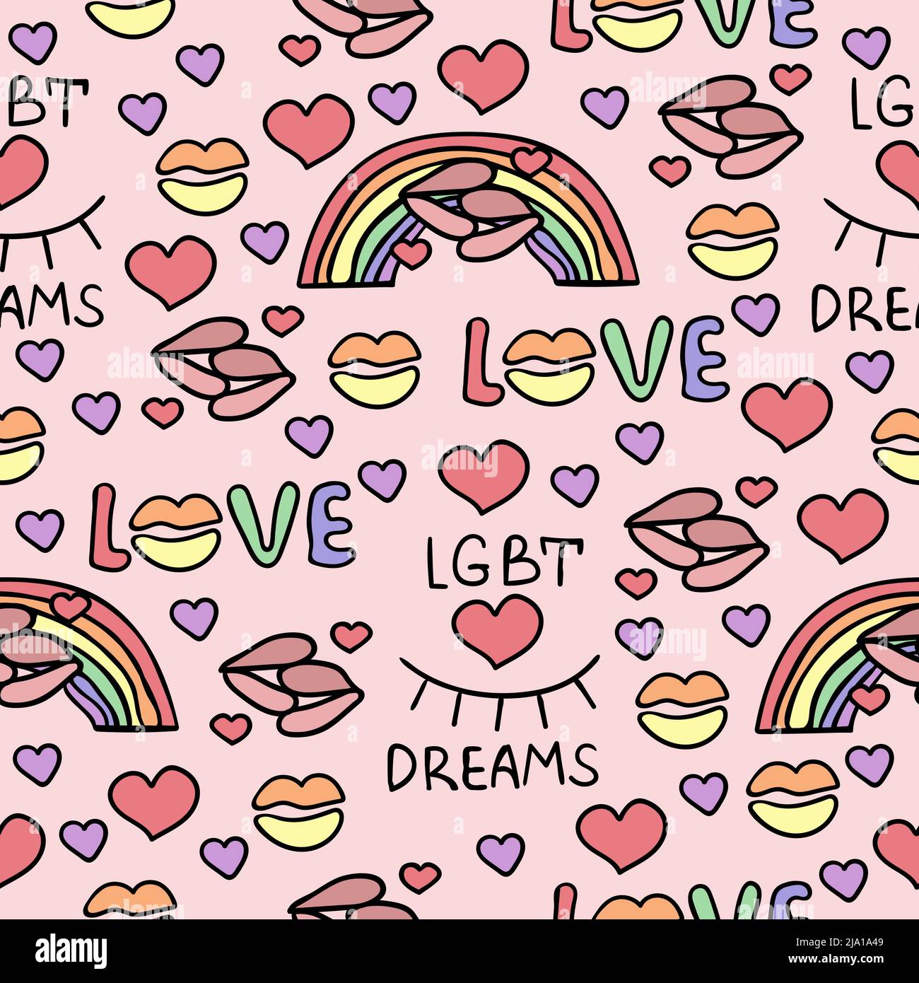 Seamless pattern on pink background, lgbt theme Stock Vector Image ...