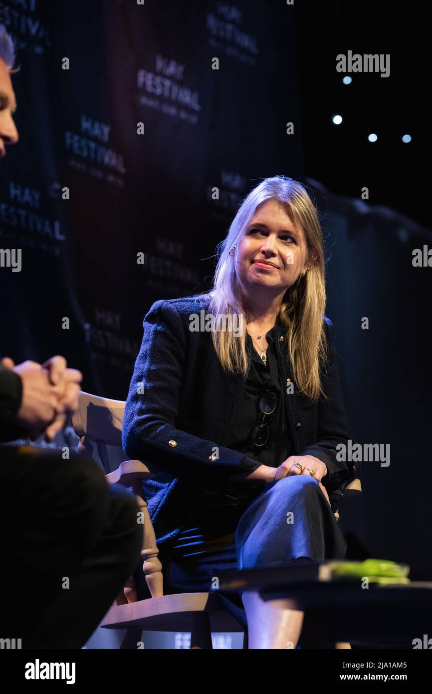 Hay-on-Wye, Wales, UK. 26th May, 2022. Jenny Packham talks to brother ...