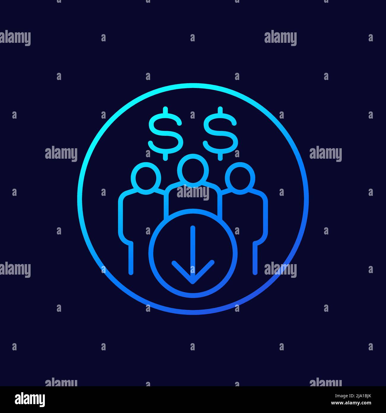 reduce labor costs icon with workers, line vector Stock Vector Image ...