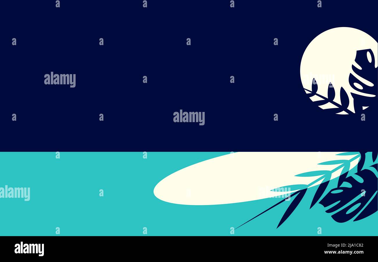 Moon and leaves against the backdrop of moonlight at night Stock Vector ...