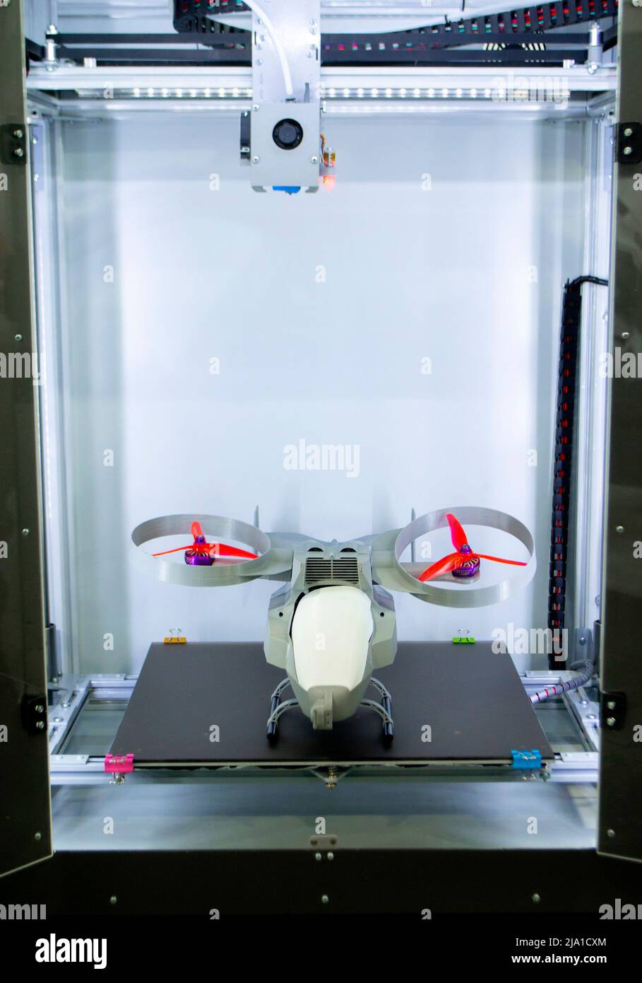 Object printed on 3D printer, on desktop of 3d printer. Progressive ...