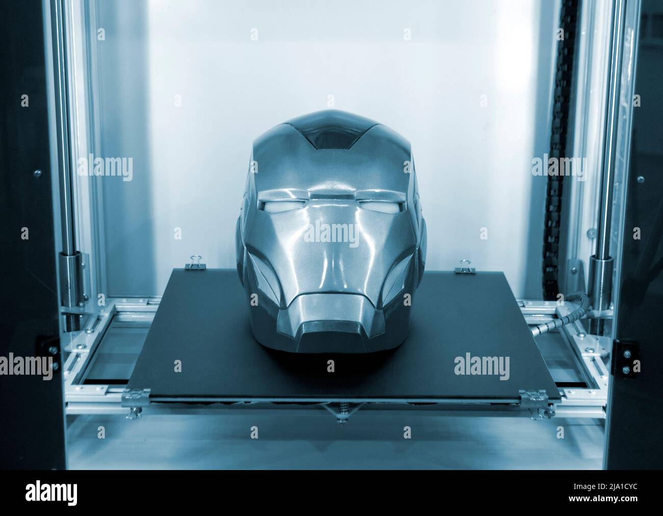 Object printed on 3D printer, on desktop of 3d printer. Progressive ...