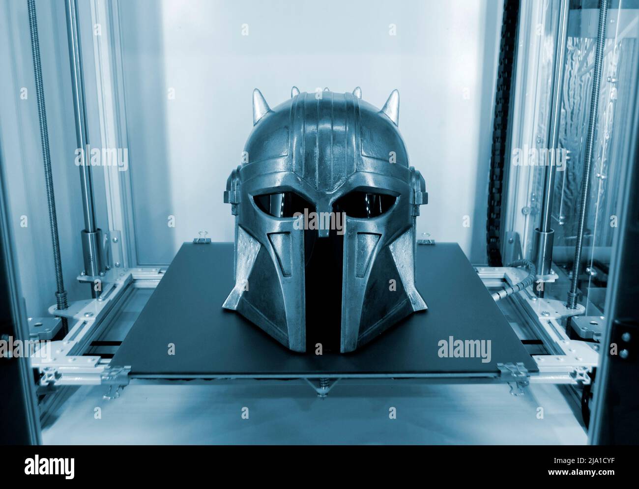 Object printed on 3D printer, on desktop of 3d printer. Progressive ...