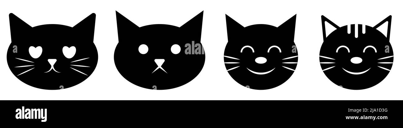 Cat icon set. Vector illustration isolated on white background Stock ...