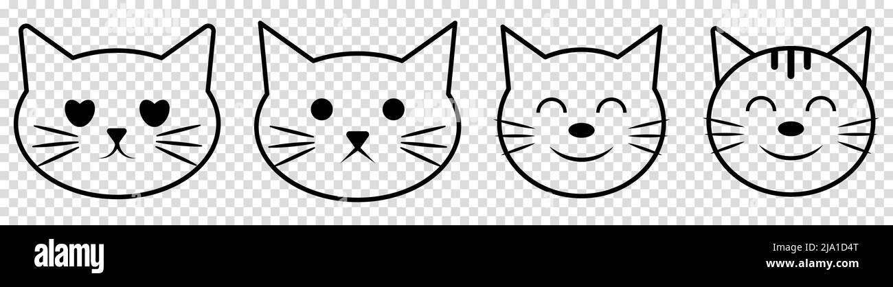 Cat line icons. Vector illustration isolated on transparent background ...