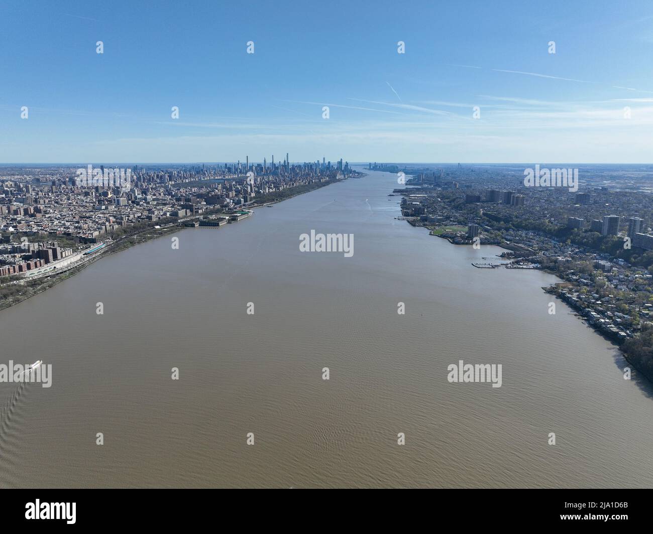 Aerial view of Hudson River and New Jersey and New York with blue sky Stock Photo - Alamy