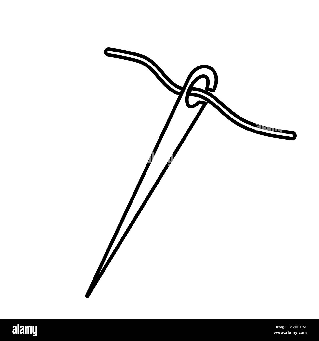 Sewing needle with thread linear icon. Vector illustration isolated on ...