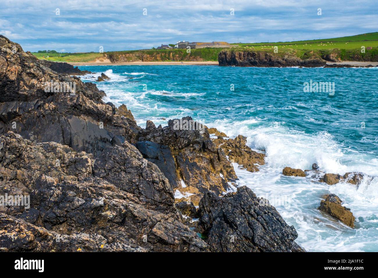 Cable Bay / Porth Trecastell on The west coast of Anglesey, Wales Stock ...