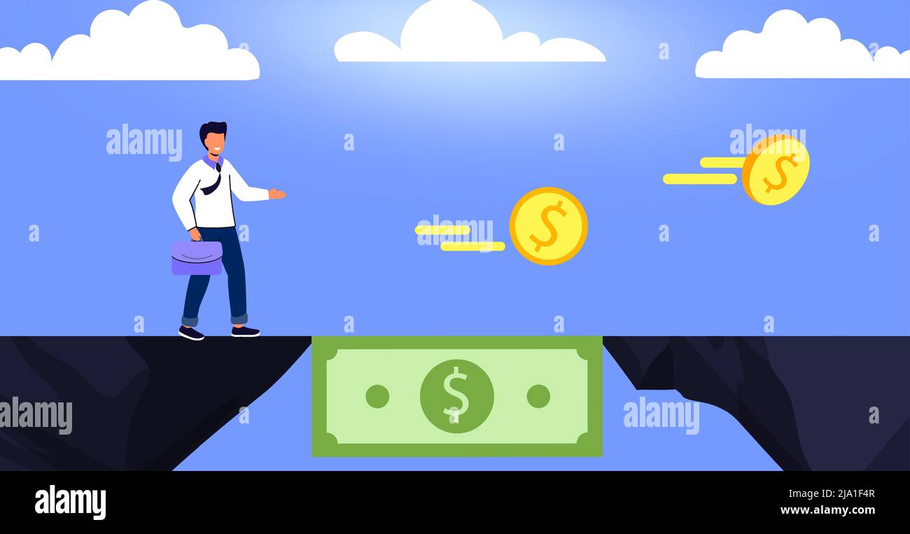 Financial bridge Financial gap Help solution economical crisis Vector ...