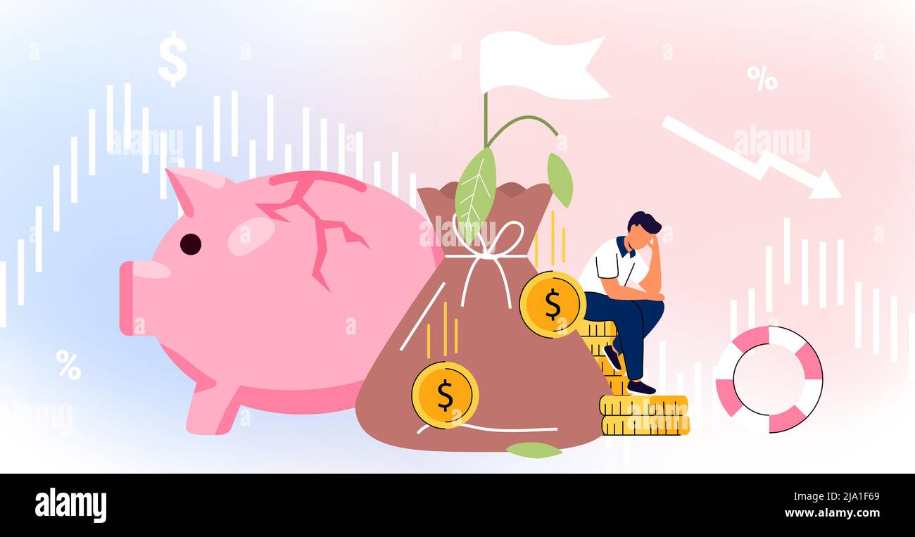 Bankruptcy Stock market crash arrow graphic vector illustration Broke ...