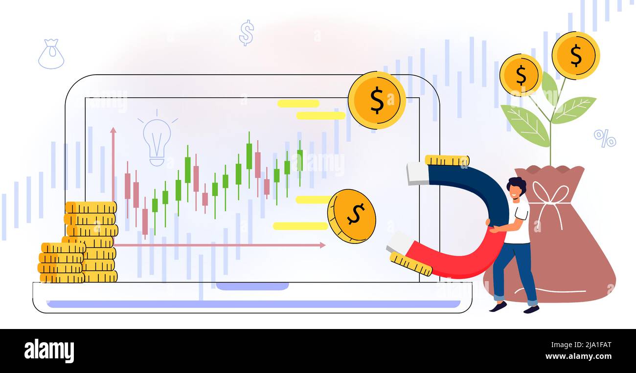 Monetization concept Flat tiny persons vector illustration Online e ...