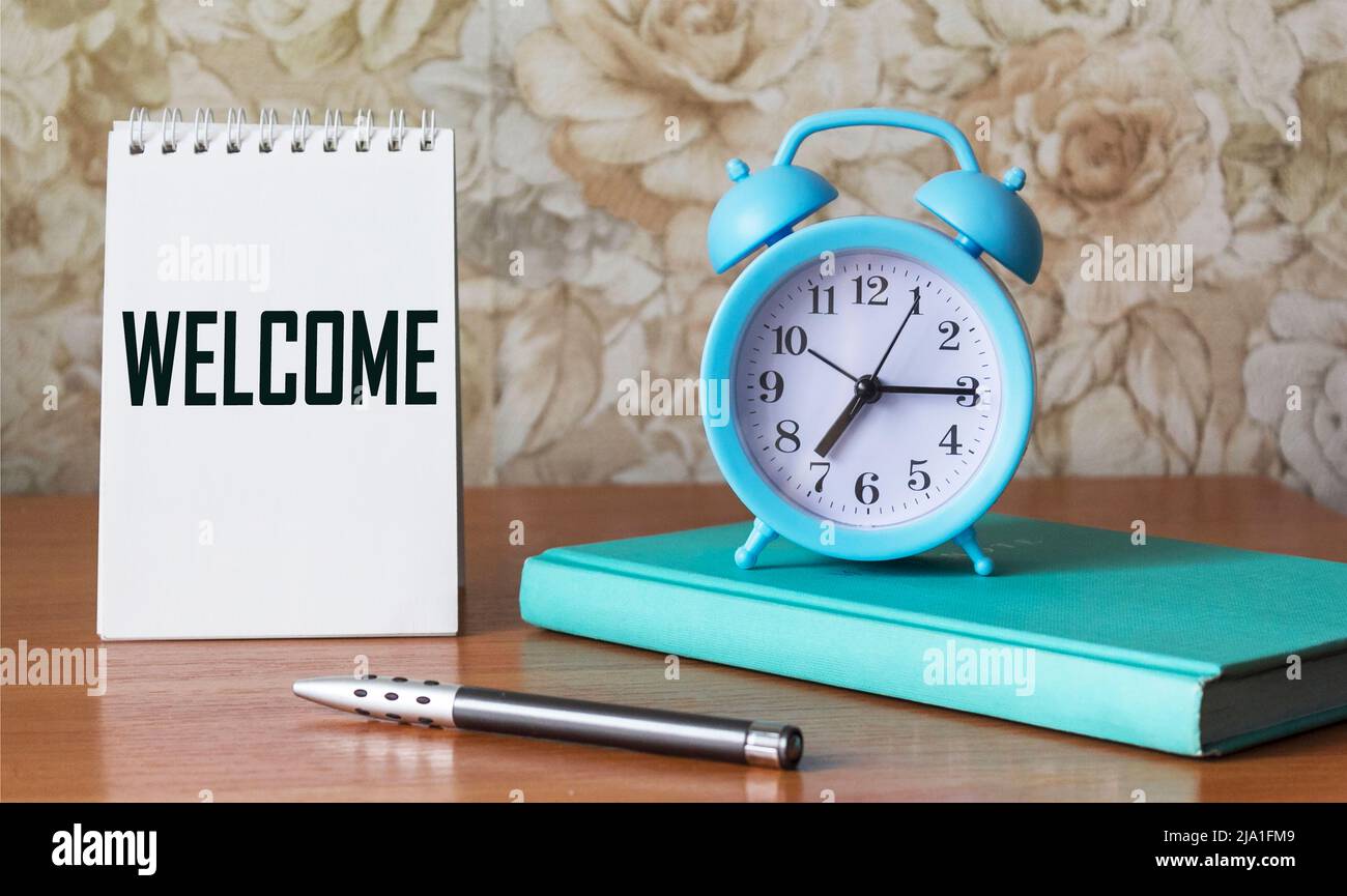 Symbol of welcome and support. Concept welcome on notepad. Beautiful ...