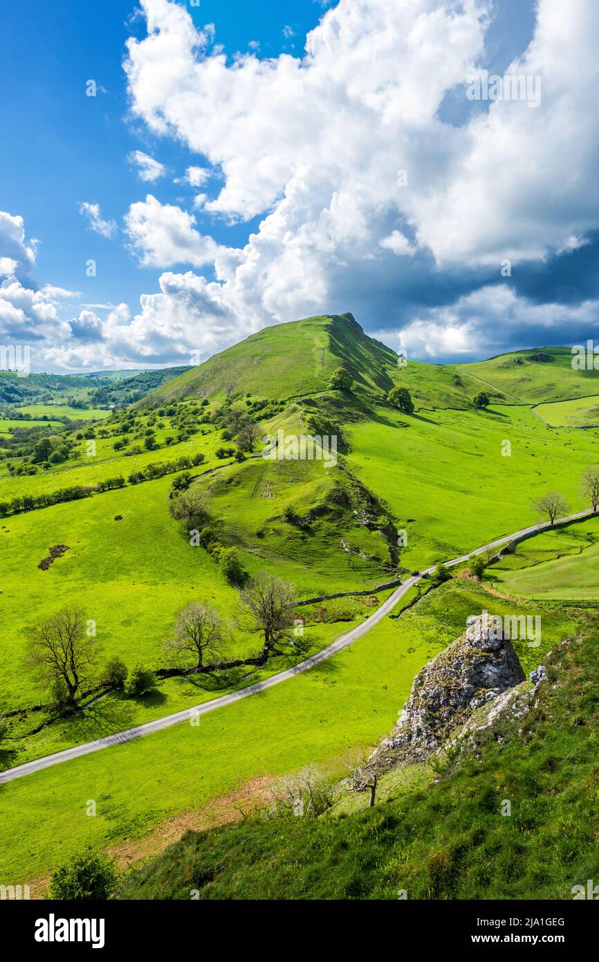 Chrome Hill in the Peak District National Park,UK, a shapely peak in the limestone White Peak ...
