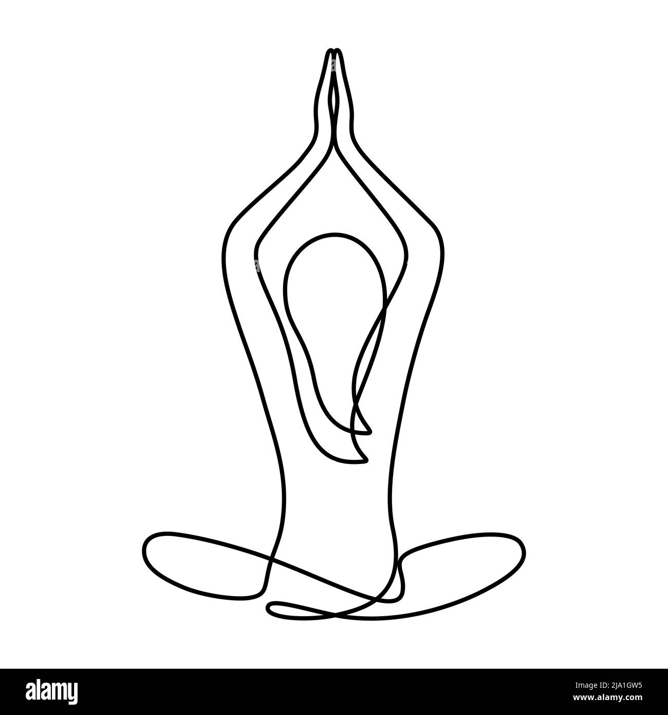 woman in yoga pose balancing vector illustration. One line drawing and ...