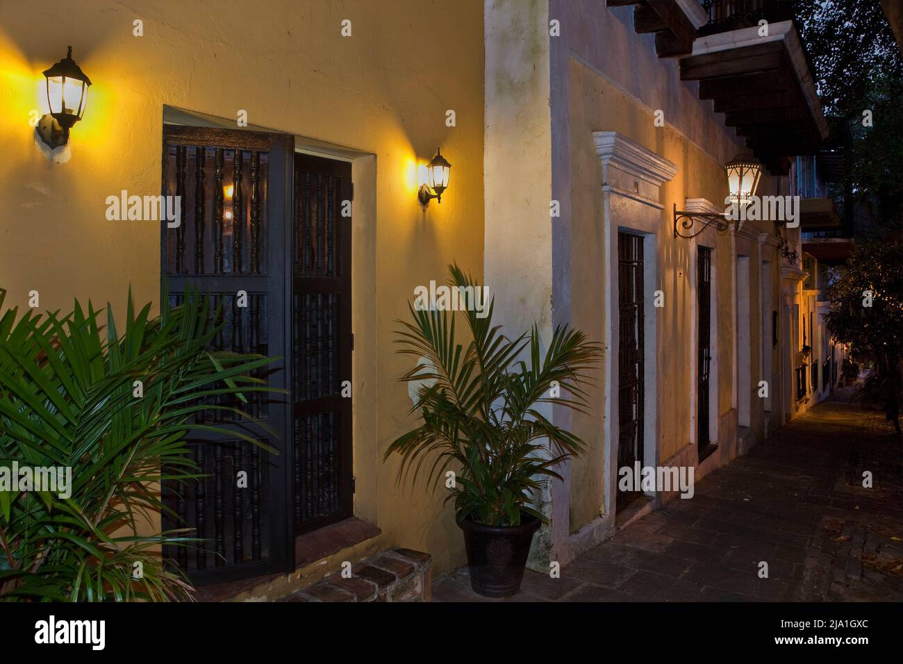 Colorful buildings dusk Puerto Rico 2 H Stock Photo - Alamy