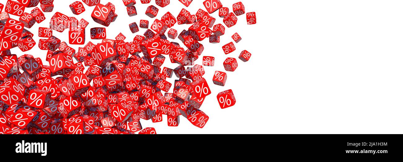 Exploding discount cubes with percent symbols Stock Photo - Alamy
