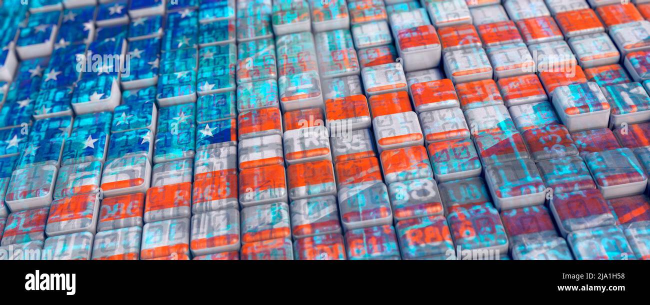 US flag on cube surface Stock Photo - Alamy