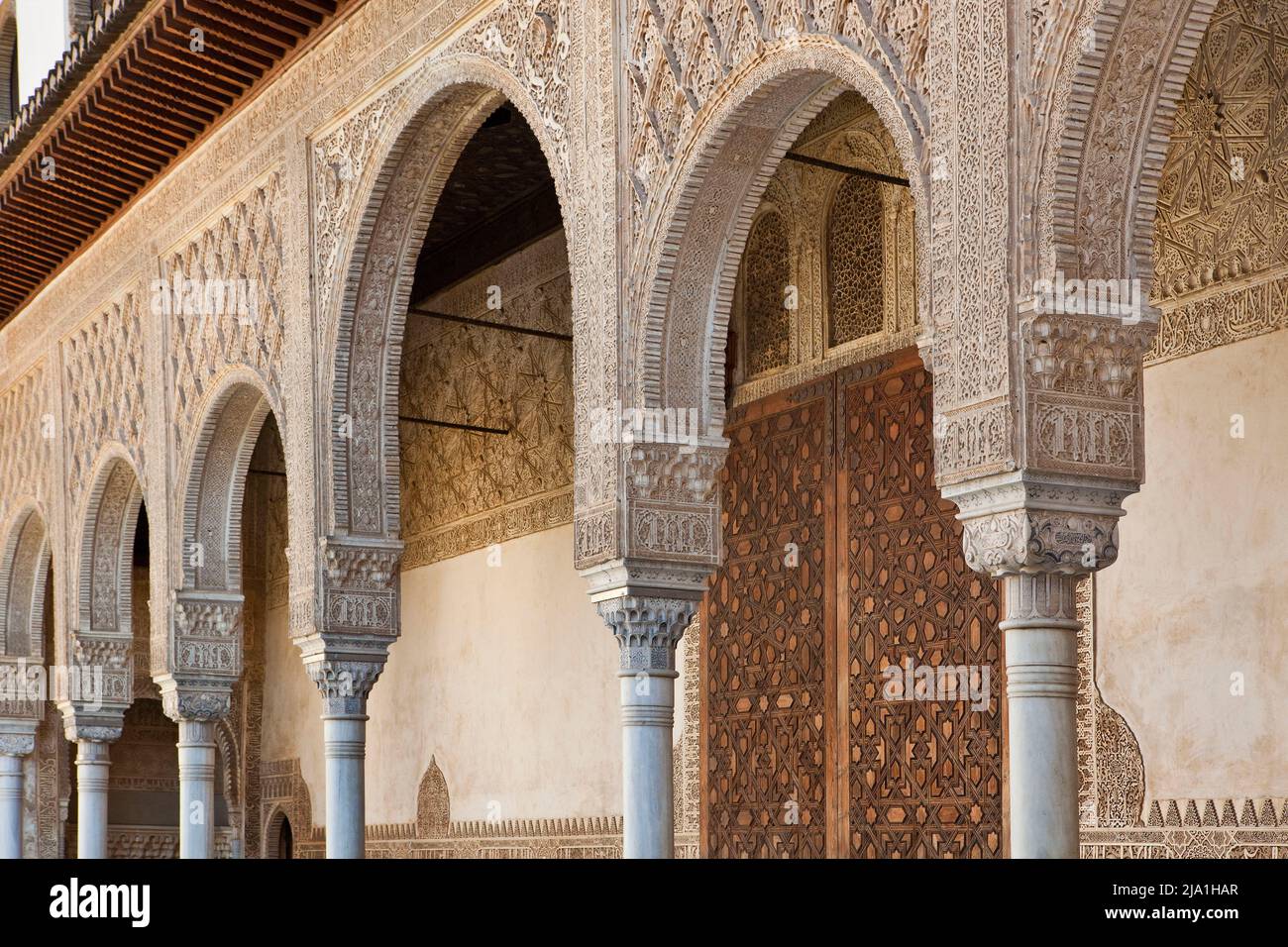 Arabesque plaster walls and arches 14th century The Alhambra Granada ...