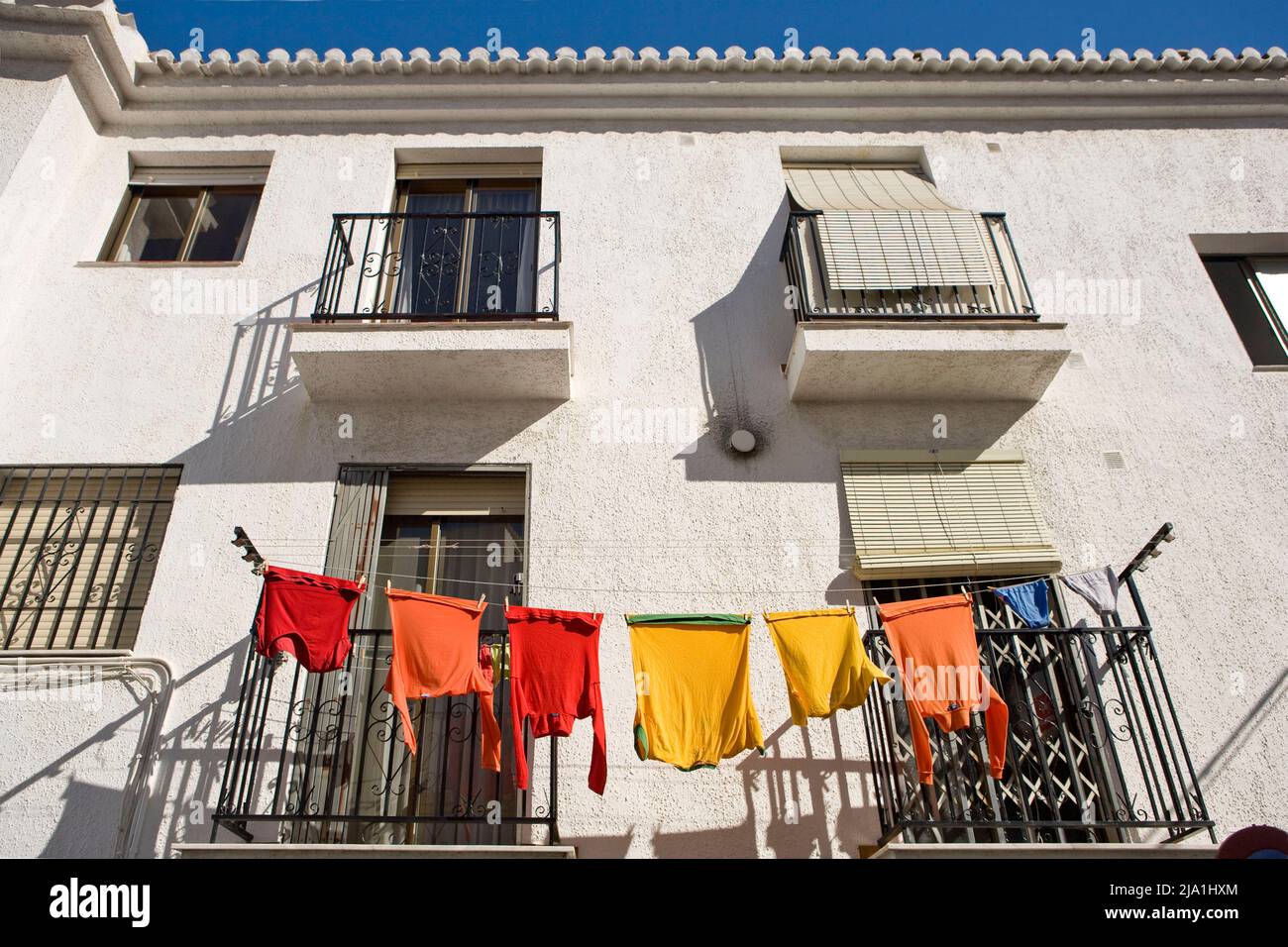 Laundry hanging Salobrena Spain H Stock Photo - Alamy
