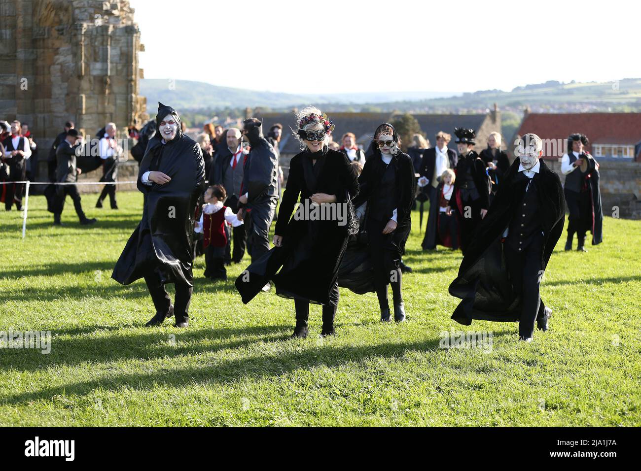 People dressed as Vampires at Whitby Abbey in Whitby, Yorkshire, as ...